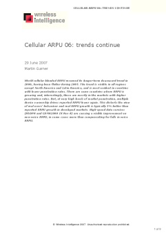 Cellular ARPU 2006: trends continue | GSMA Intelligence