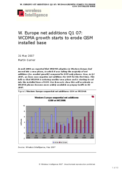 Western Europe net additions: WCDMA growth erodes GSM installed base ...
